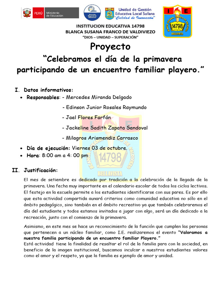 Proyecto Paseo Por El Dia de La Primavera (Ok) | PDF