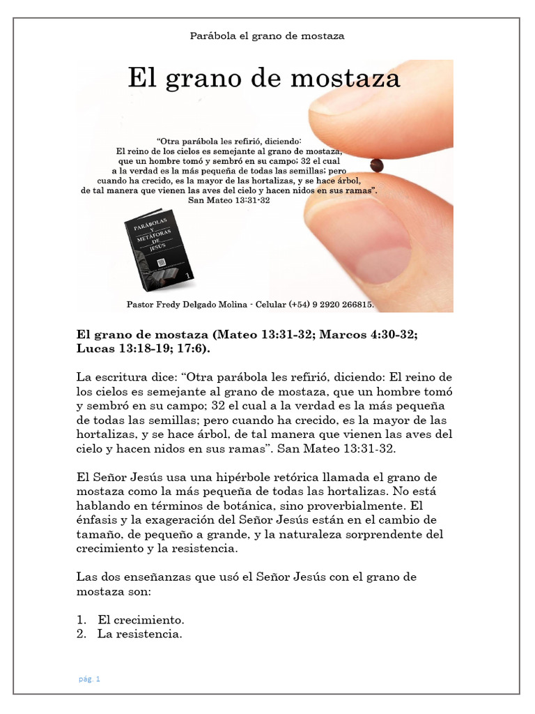El Grano de Mostaza | PDF | Jesús | Parábolas de Jesús