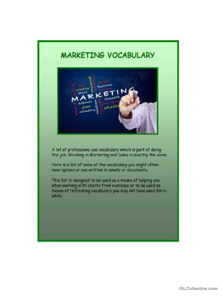 Marketing Vocabulary Guide PDF | PDF