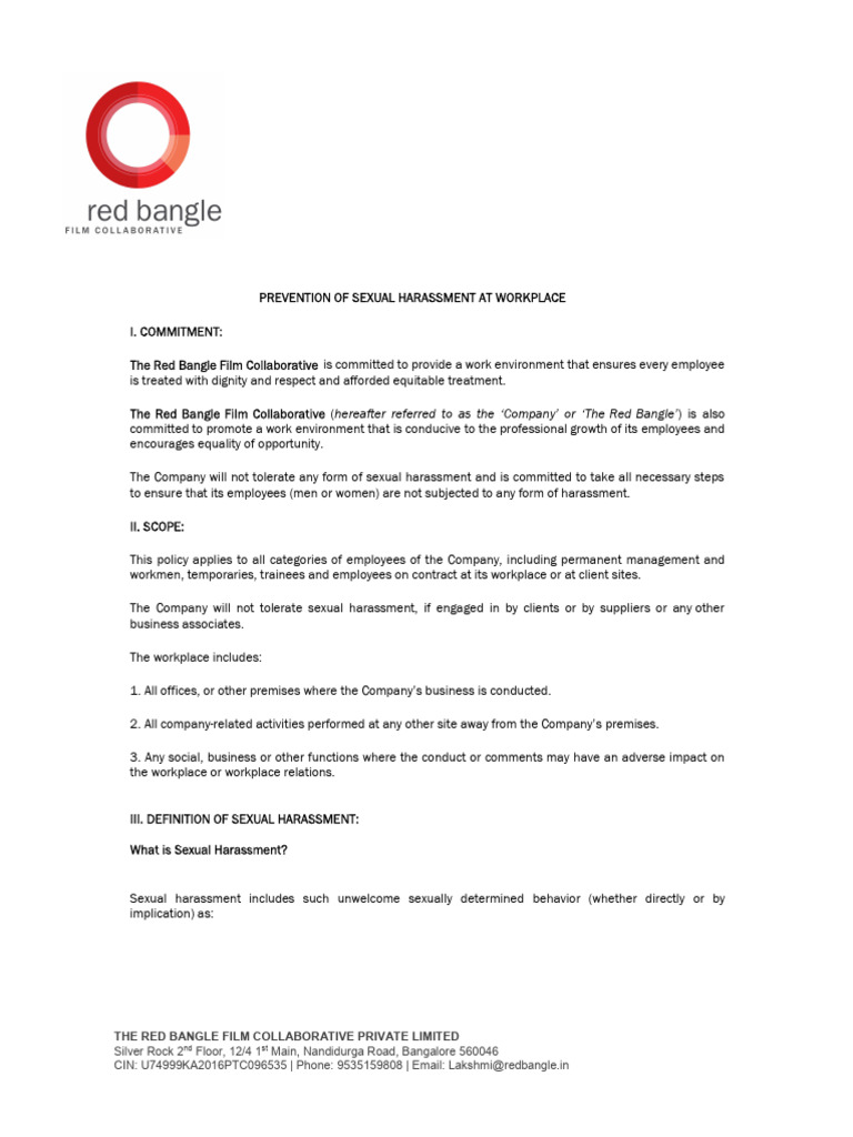Workplace Sexual Harassment Policy | PDF | Sexual Harassment | Harassment