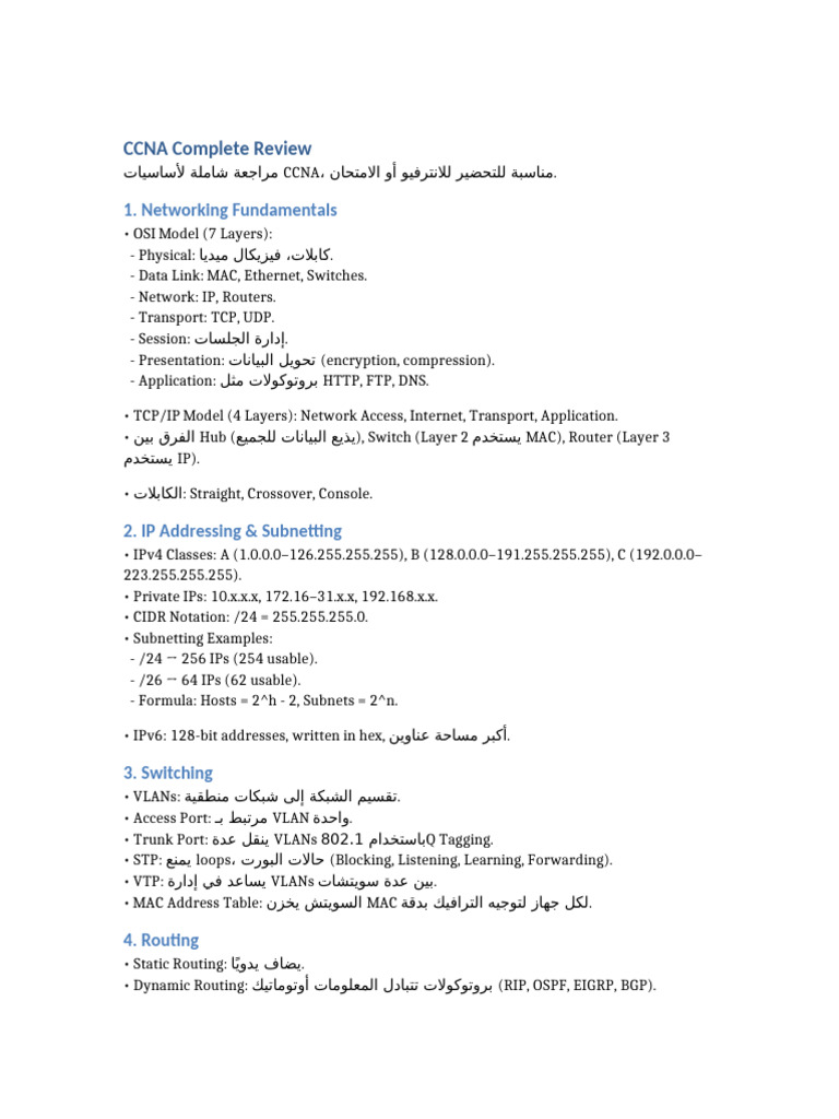 CCNA Complete Review | PDF