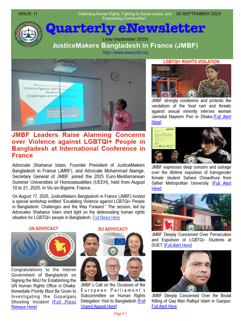 JMBF Quarterly Enewsletter: July-September 2025 | PDF | Bangladesh ...