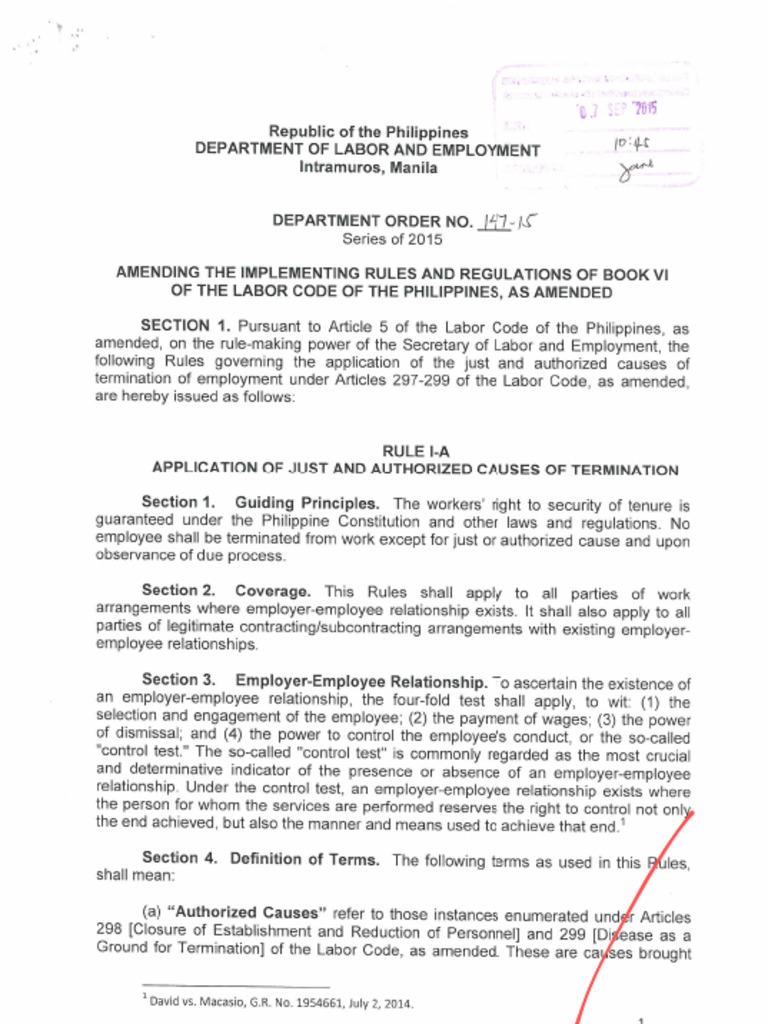 DOLE Department Order No. 147 15 s2015 | PDF