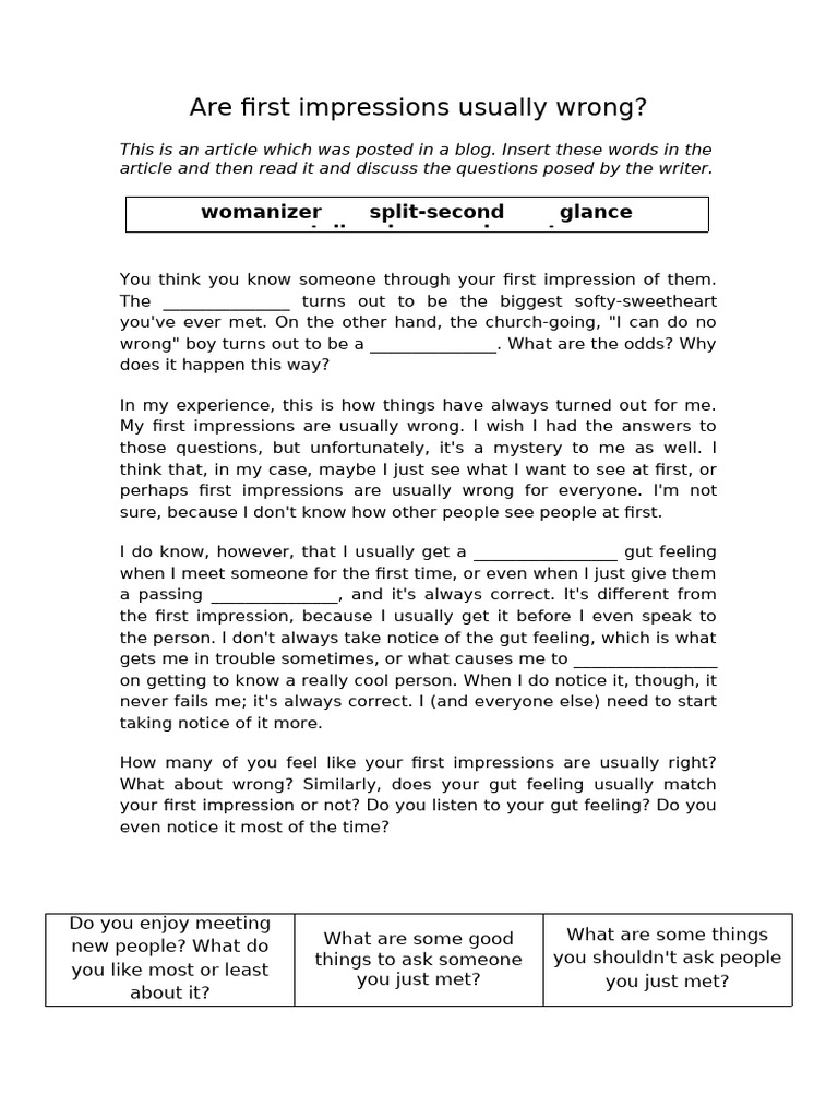 Conv - Are First Impressions Usually Wrong | PDF