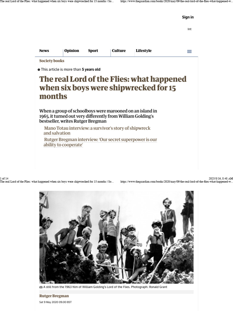 The Real Lord of The Flies - What Happened When Six Boys Were ...