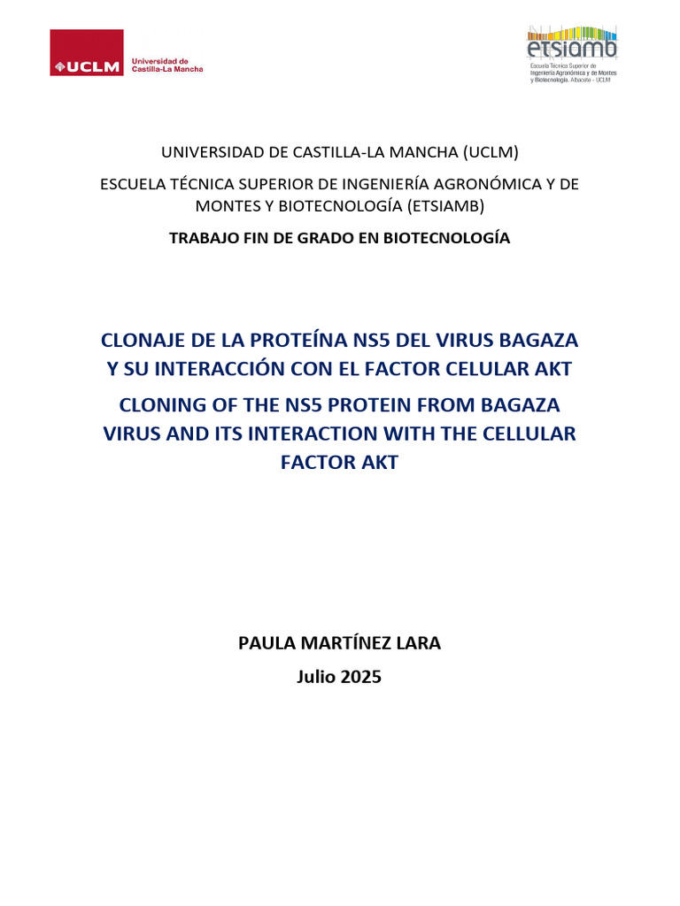 Clonación de la proteína NS5 del virus Bagaza | PDF | Virus | Reacción ...
