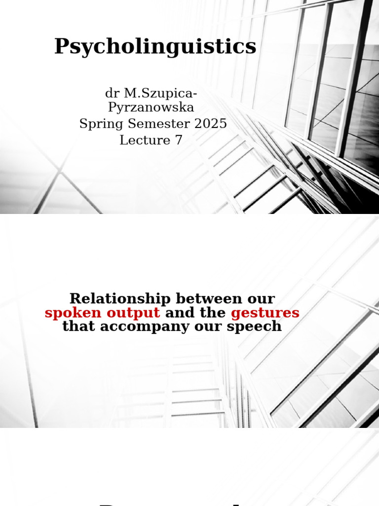 The Role of Gestures in Psycholinguistics | PDF | Gesture | Lexicon