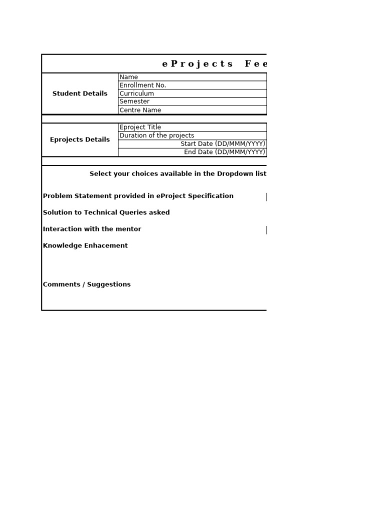 E-Project Feedback Form Template | PDF