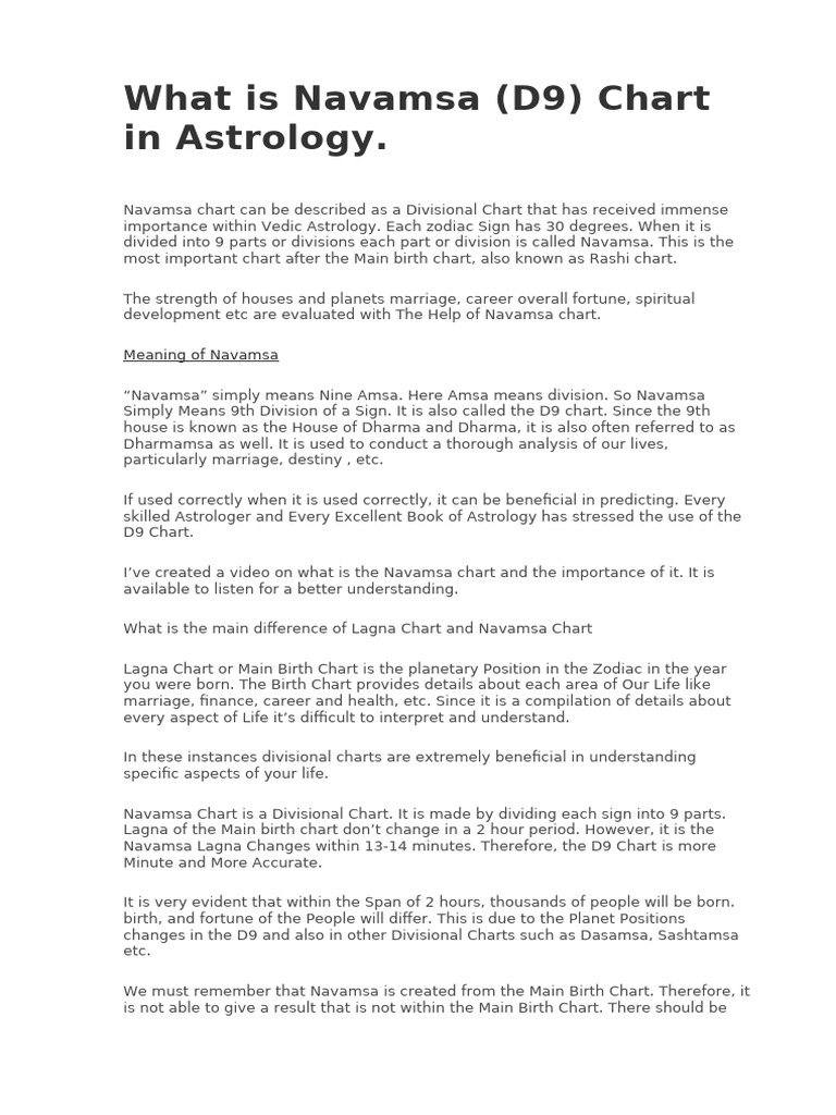 Understanding the D9 Navamsa Chart | PDF | Horoscope | Hindu Astrology