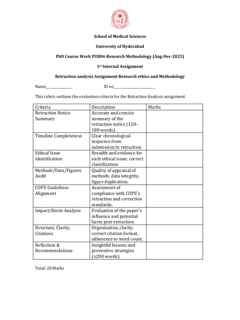 Retraction Analysis Rubric | PDF