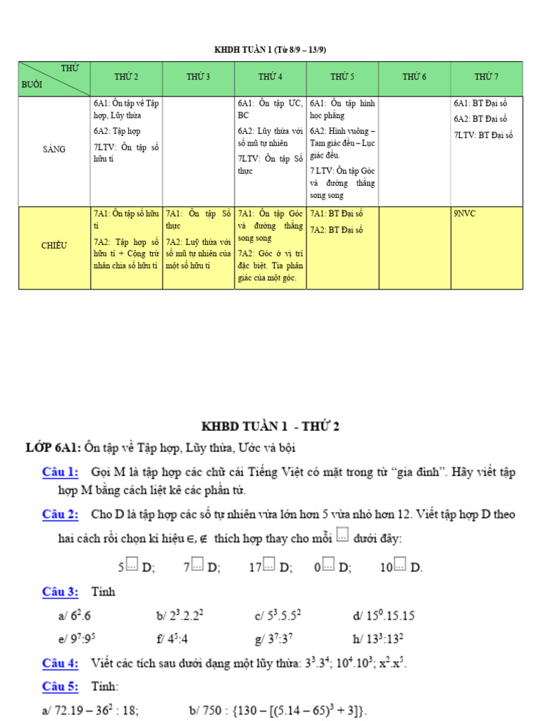 KHDH TUẦN 1 | PDF