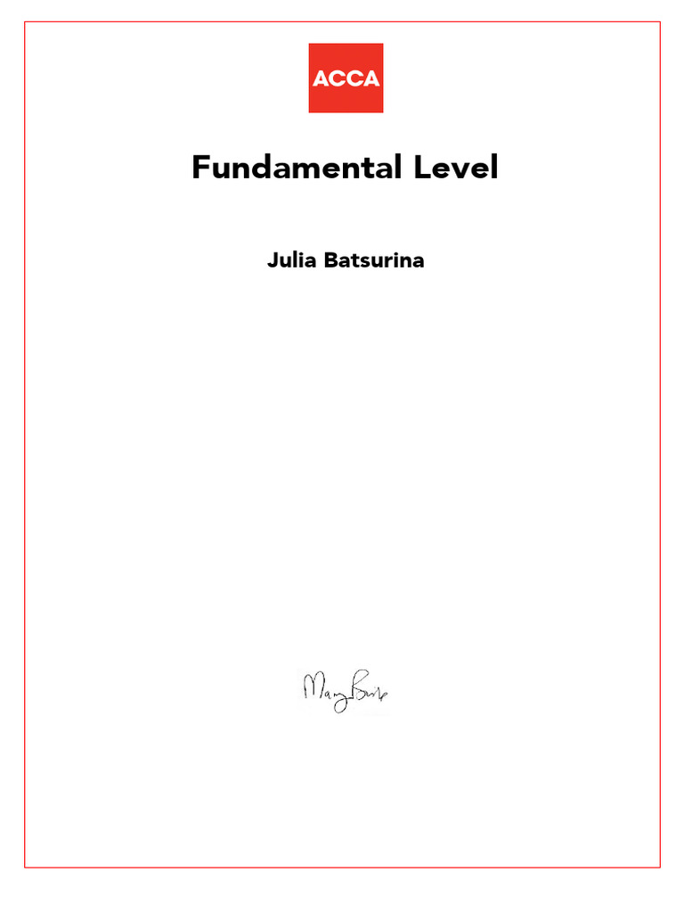 Fundamental Level: Has Completed The Fundamental Level of The ACCA ...