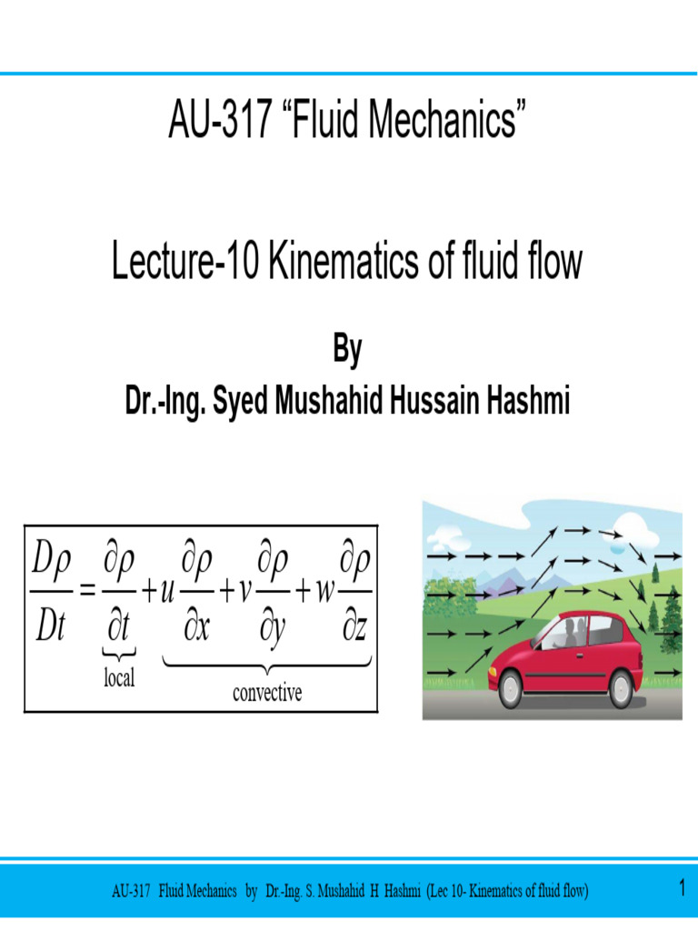 Lecture 10 - Kinematics of Fluid Flow Fall 2023 | PDF | Continuum ...