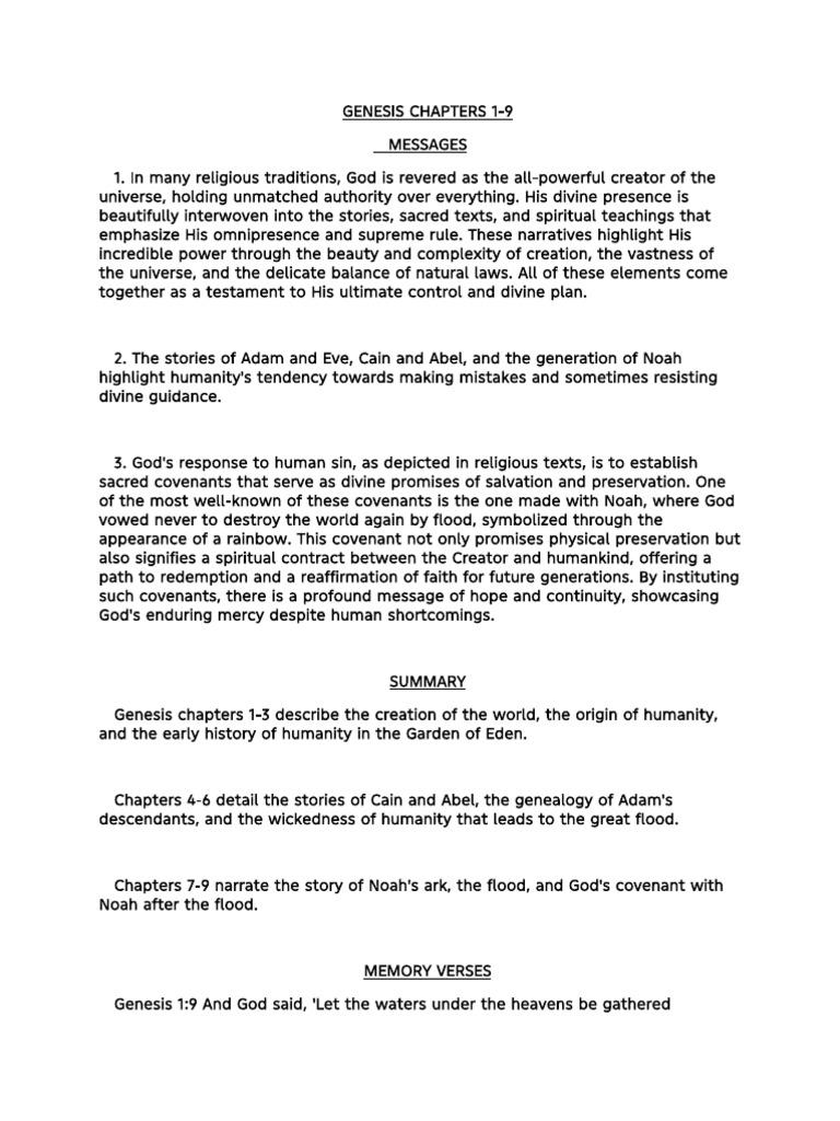 Genesis 1-9: Creation and Covenants | PDF | Book Of Genesis | Genesis ...