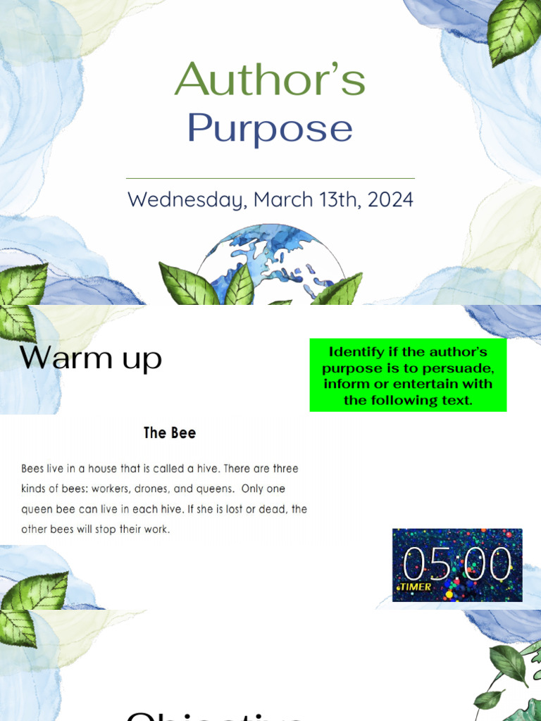 Identifying Author's Purpose in Texts | PDF