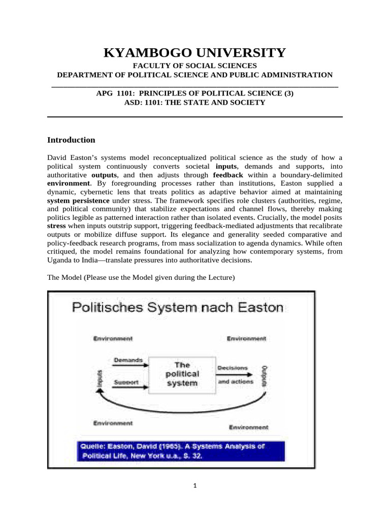 Political Science Model by Easton | PDF | System | Feedback