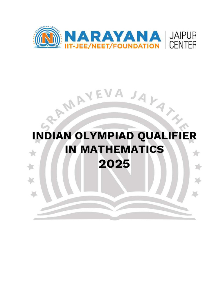 IOQM 2025 - Question Paper Answer Key | PDF | Area | Numbers