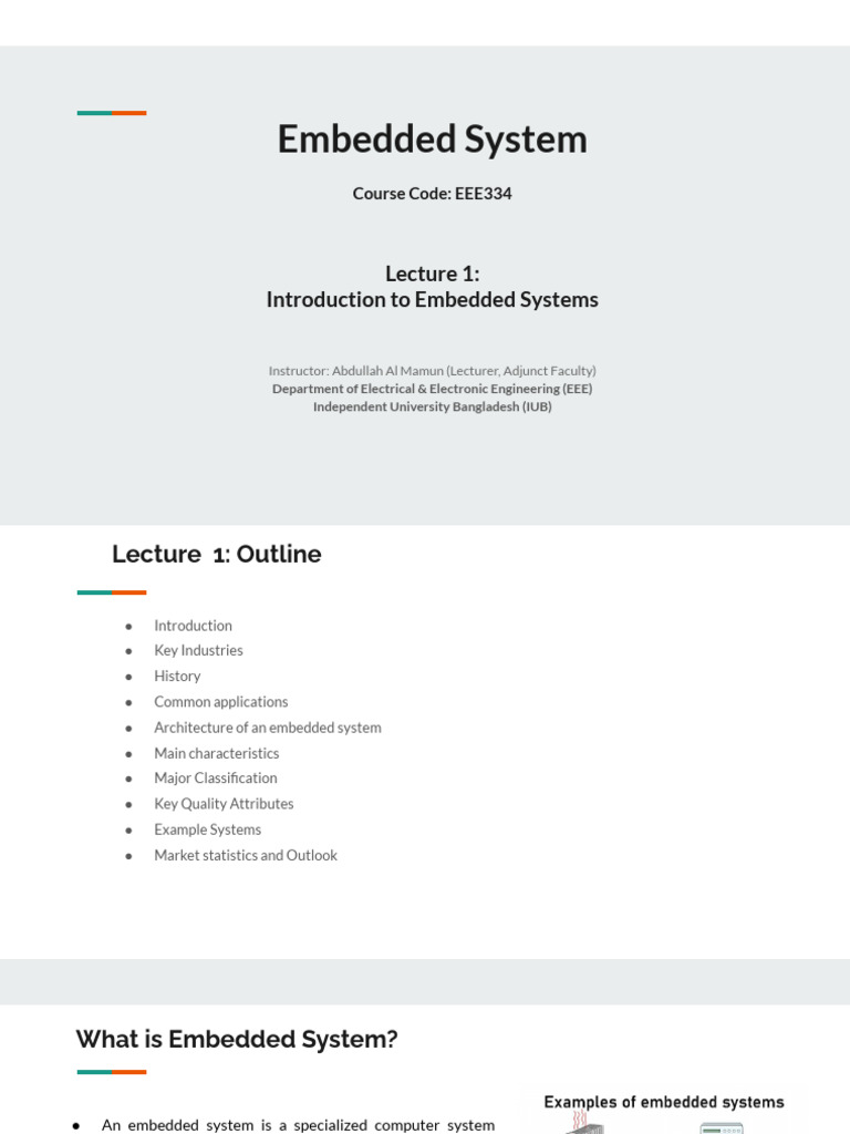Embedded System Lecture 1 Summer 2025 | PDF | Embedded System | Microcontroller