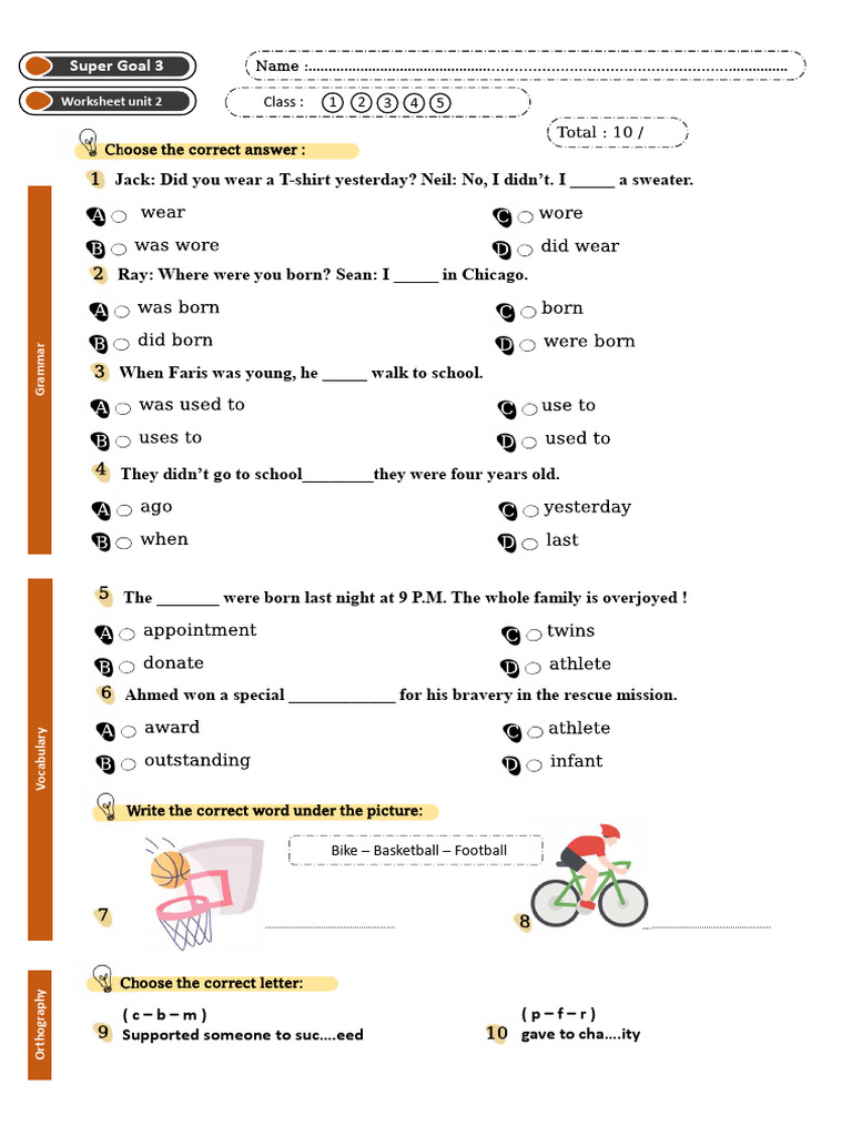 Super Goal 3 Unit 2 Worksheet | PDF