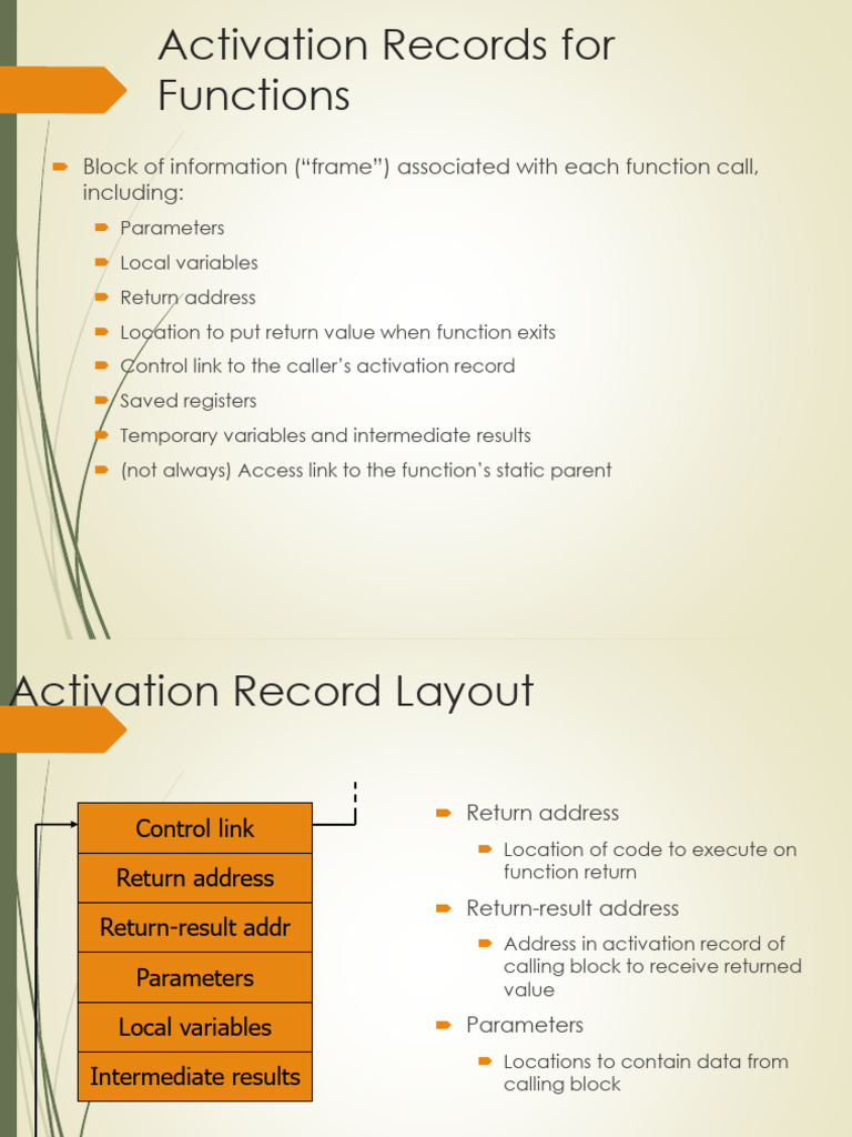 Understanding Activation Records in Functions | PDF | Computer ...