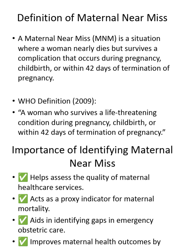 Understanding Maternal Near Miss Cases | PDF