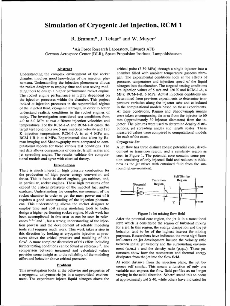 2001 - Branam - Simulation of Cryogenic Jet Injection RCM1 | PDF ...