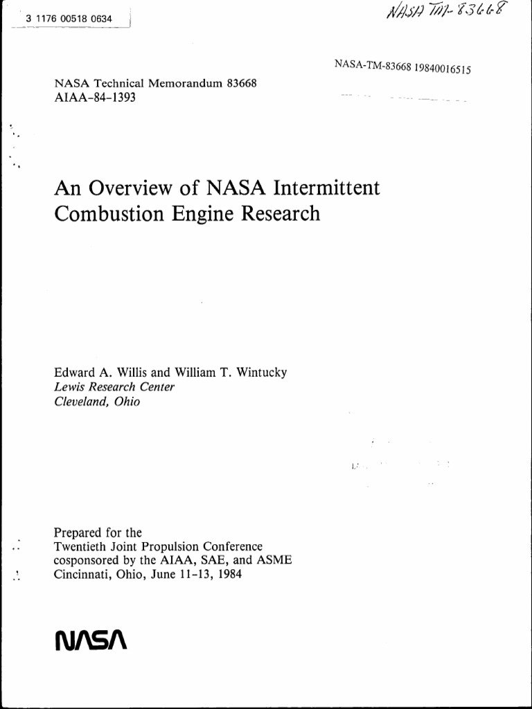 NASA Intermittent Combustion Engine Research | PDF | Engines | Turbocharger