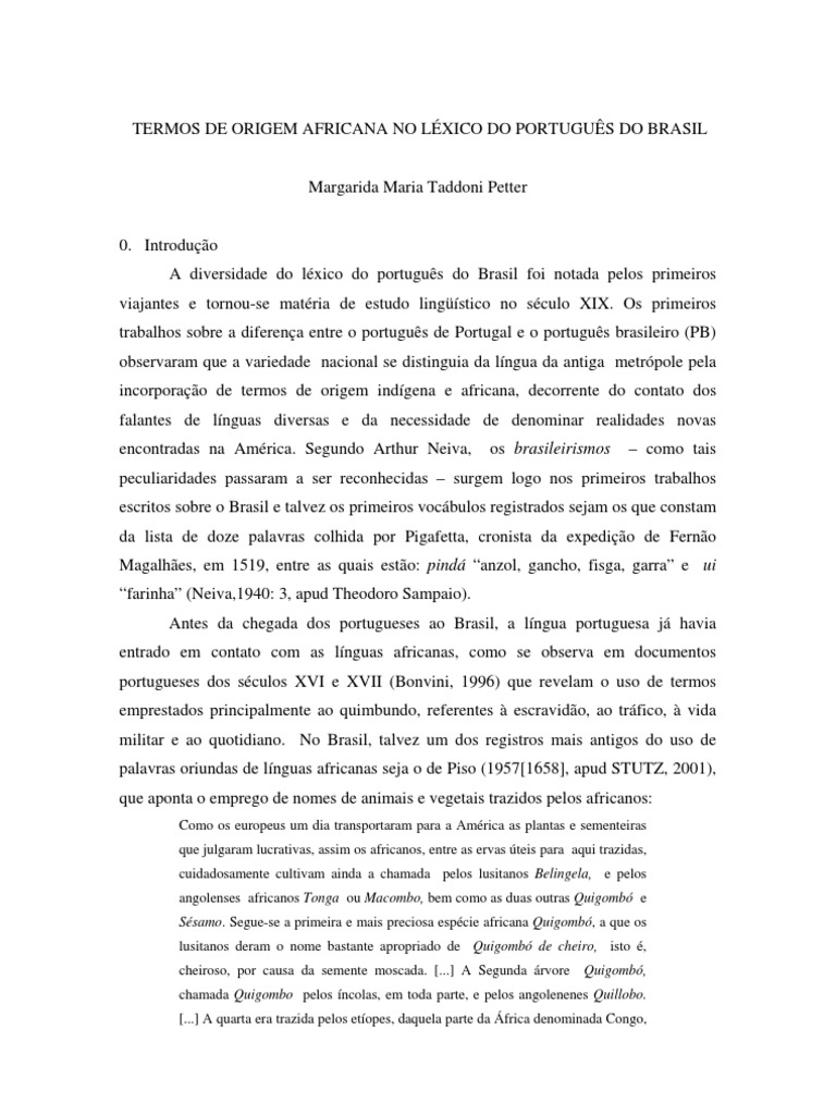Africanismos no Português do Brasil | PDF | África | Português (idioma)