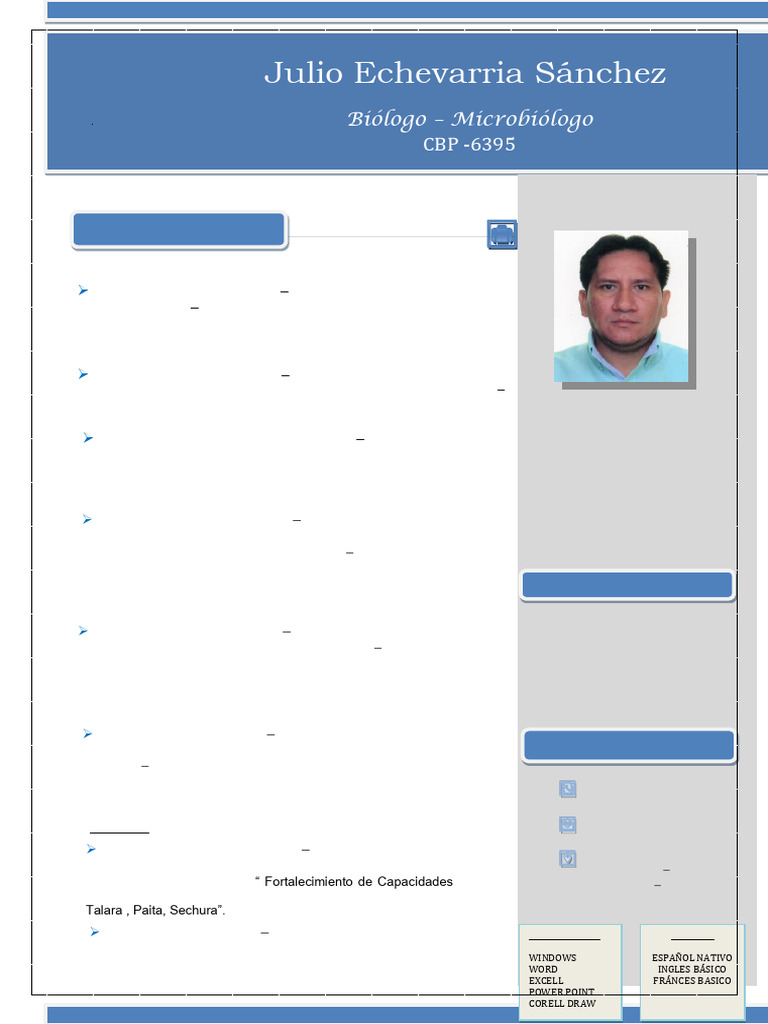 Sintesis Currcicular - Blgo. Julio Edwin Echevarria Sanchez | PDF ...