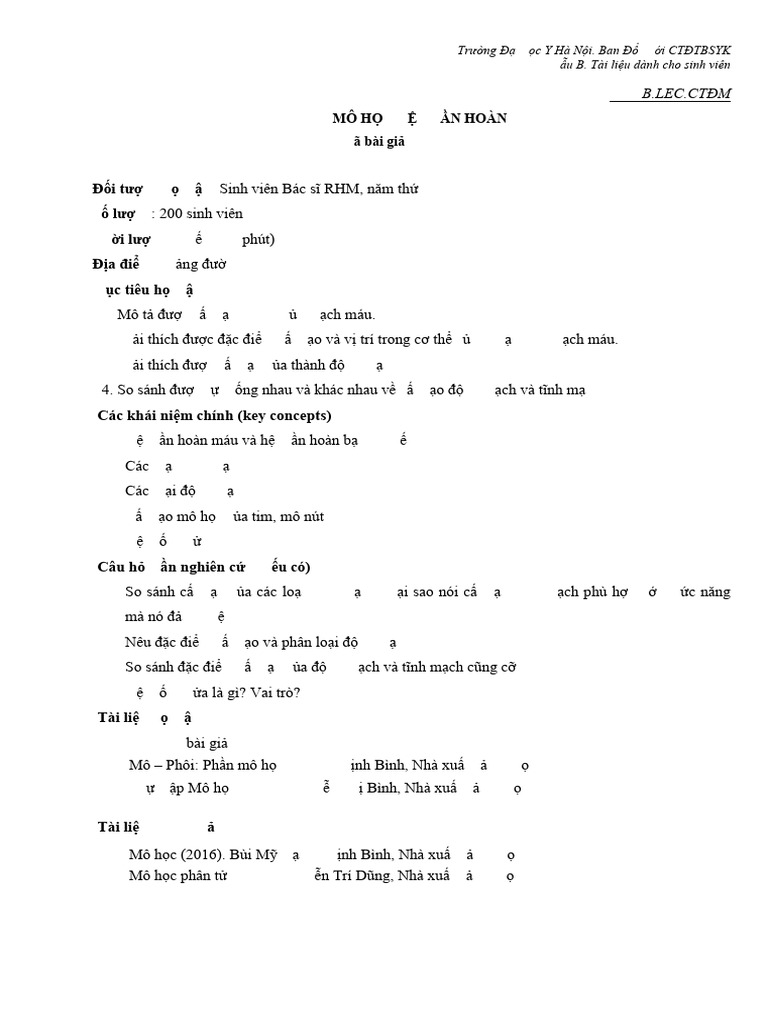 LEC9 Hệ Tuần Hoàn 2B | PDF