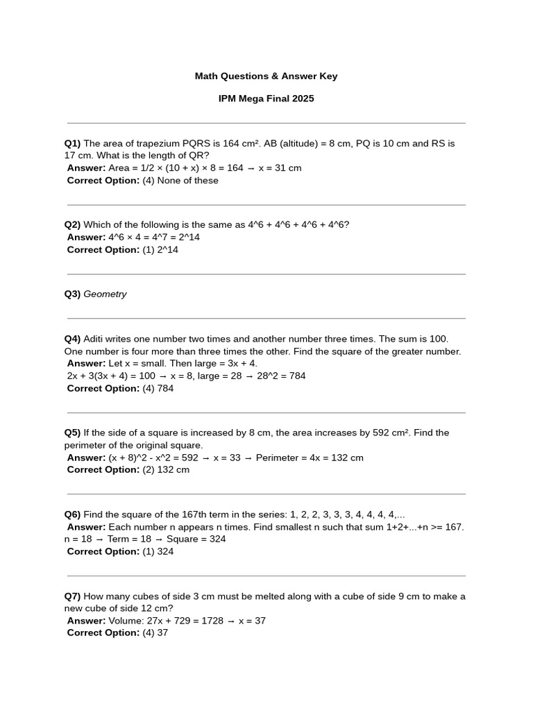 AI Generated IPM Mega Final Answer Key | PDF