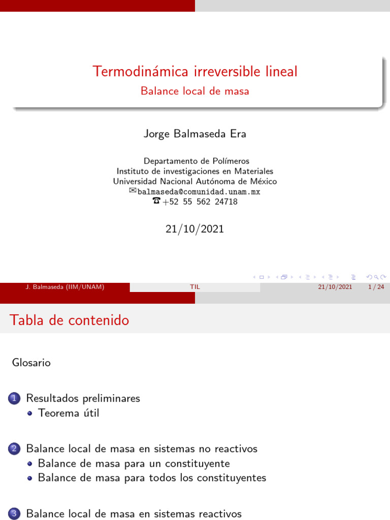 Balance Local de Masa | PDF | Física Matemática | Matemáticas