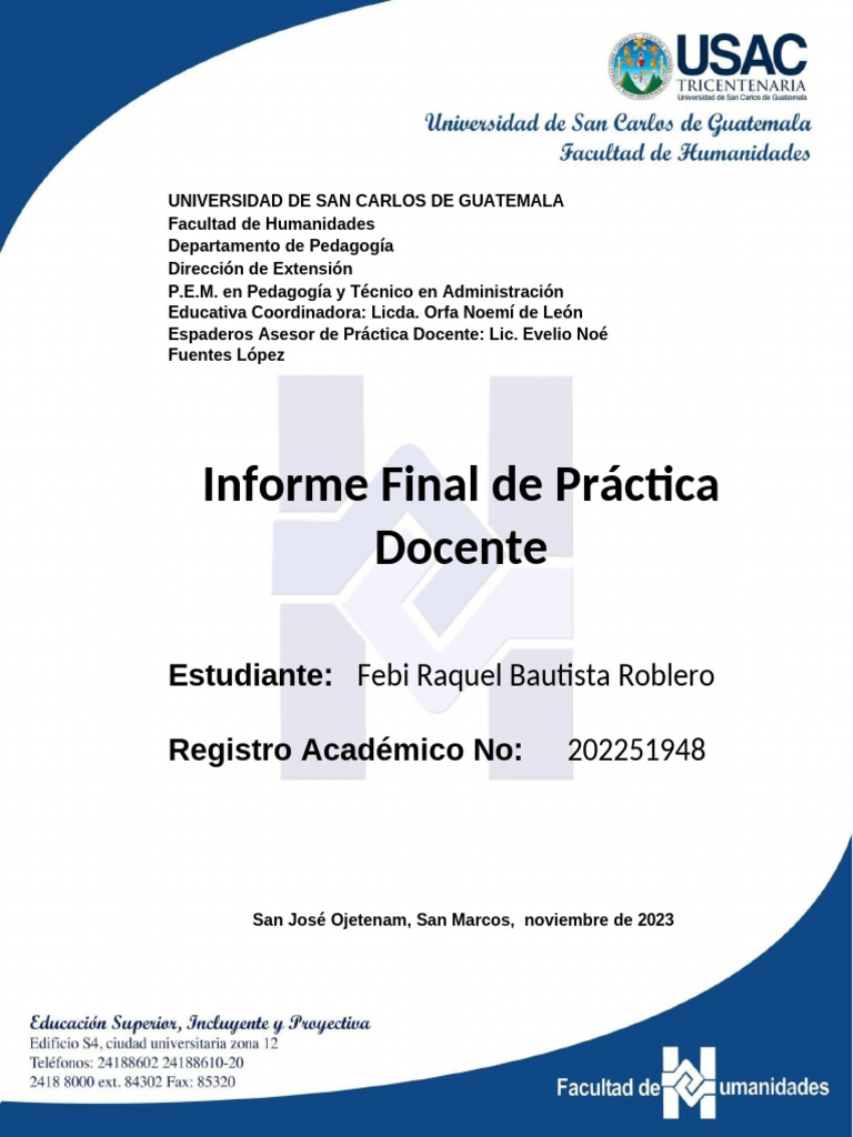 Informe+de+Practica+Docente+2023+ +kely | PDF | Enseñando | Maestros