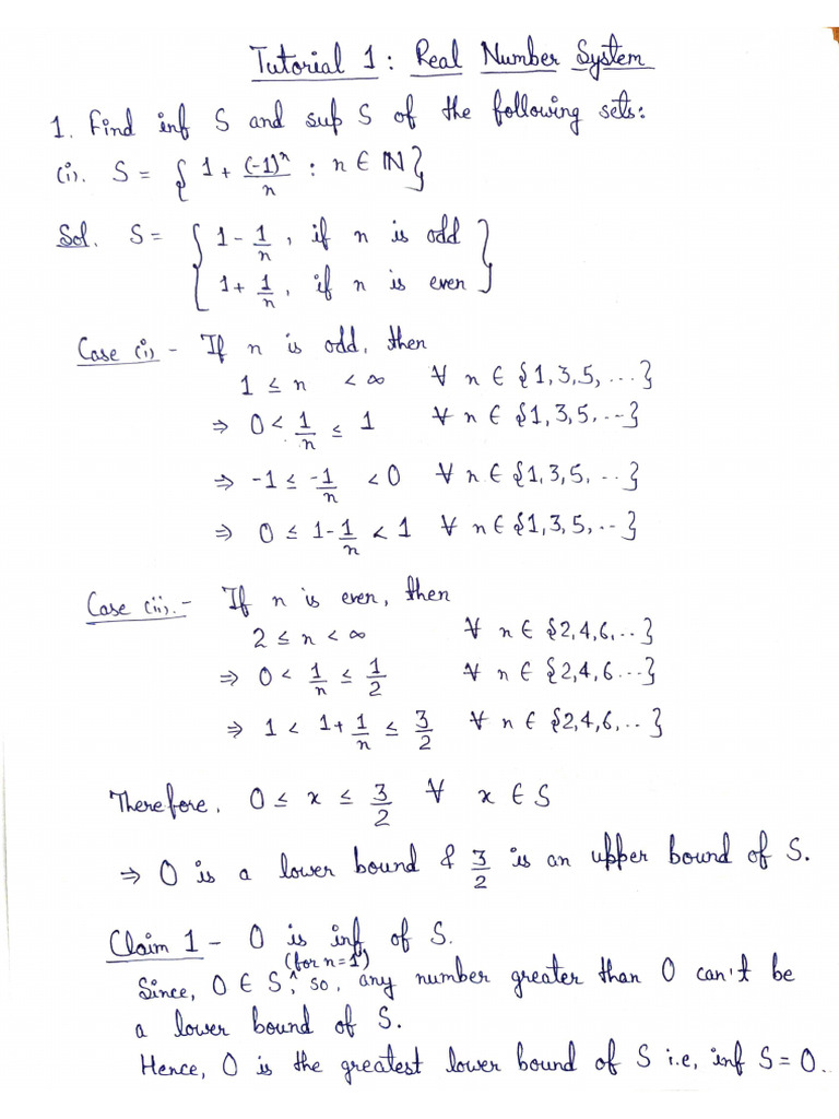 Tutorial 01 MA 101 | PDF