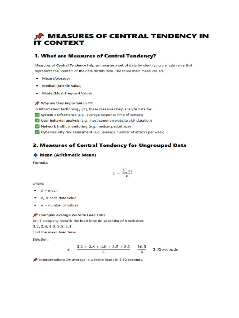 Measures of Central Tendency | PDF
