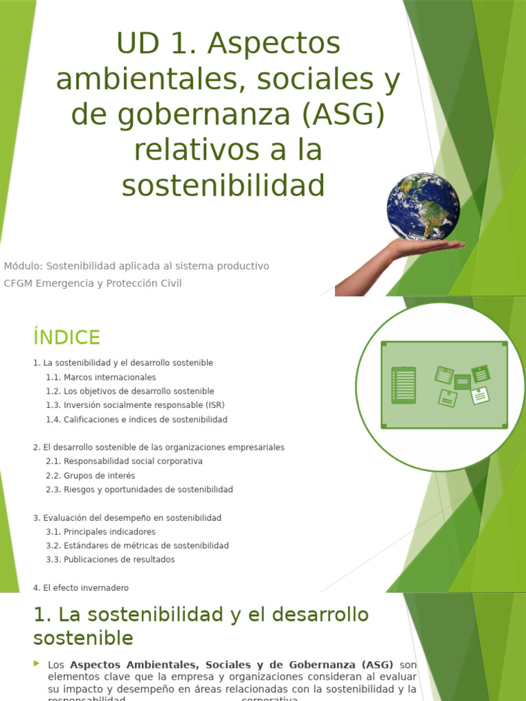ASG y Sostenibilidad en Organizaciones | PDF | Sustentabilidad | Efecto ...