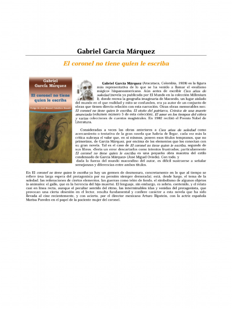 El General No Tiene Quien Le Escriba | PDF