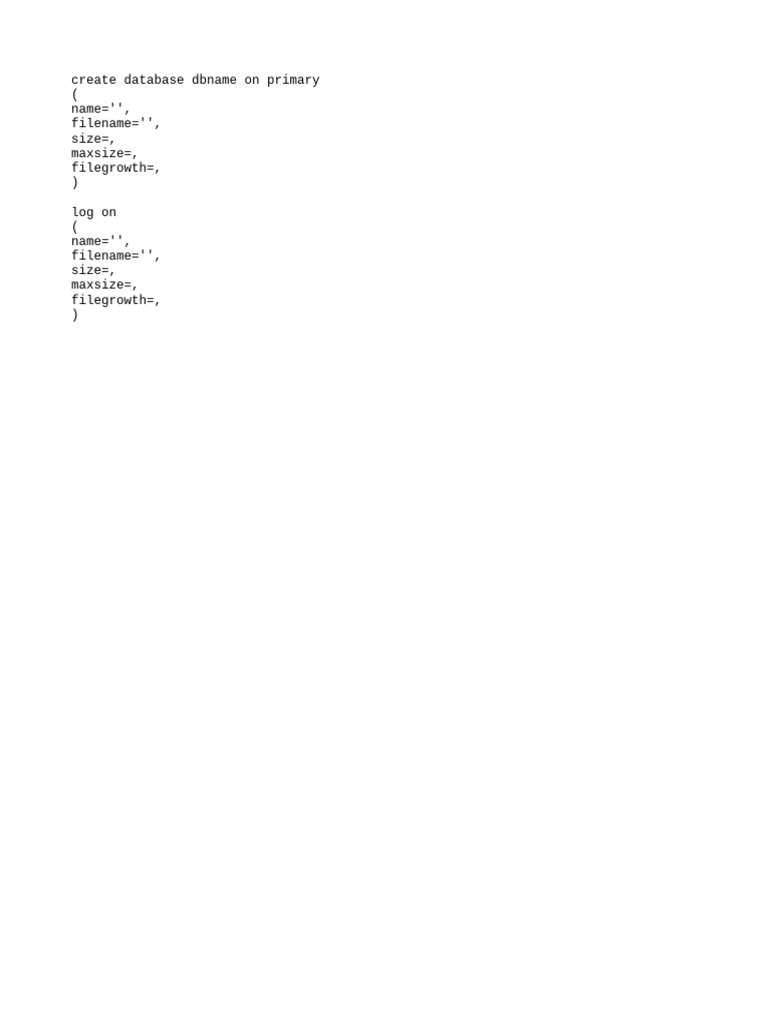 Database Creation Text | PDF