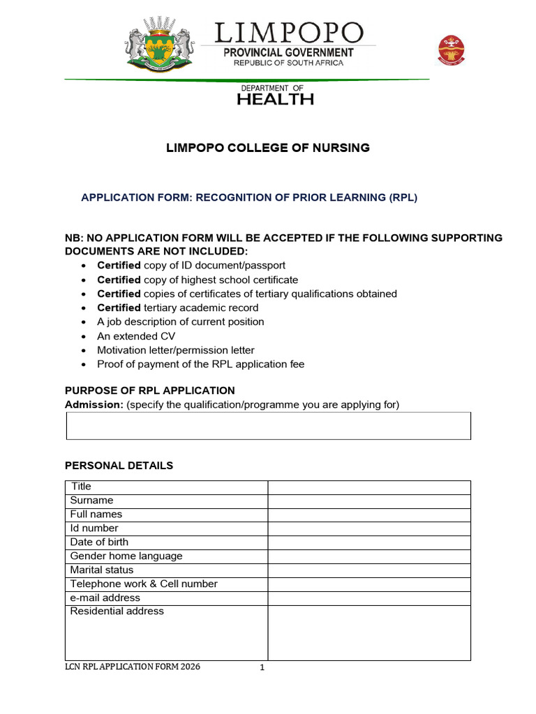 LCN RPL Application Form202509 | PDF | Diploma