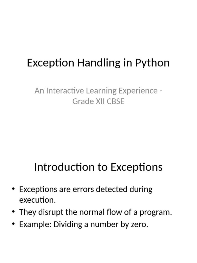 Exception Handling Python Grade12 | PDF