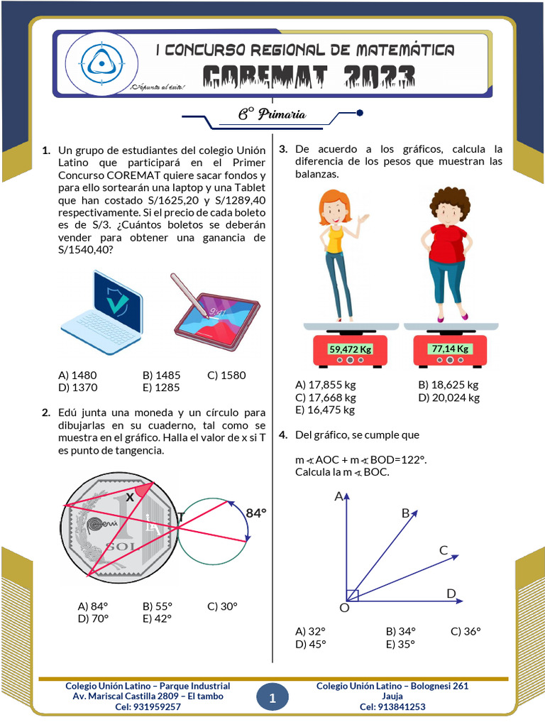 6 P Concurso Matematica Union Latino 2024 | PDF