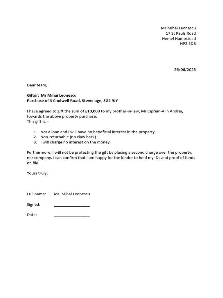 POD - Gifted Letter - Template | PDF