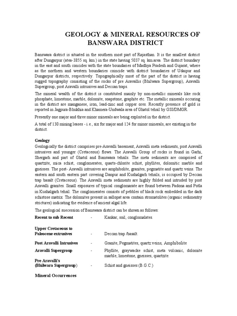 Geology of Banswara | PDF | Iron Ore | Marble