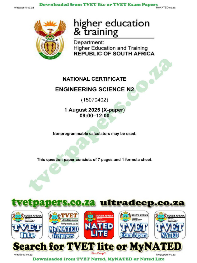 t630 - Engineering Science n2 Aug QP 2025 - Tvetpapers - Co.za | PDF