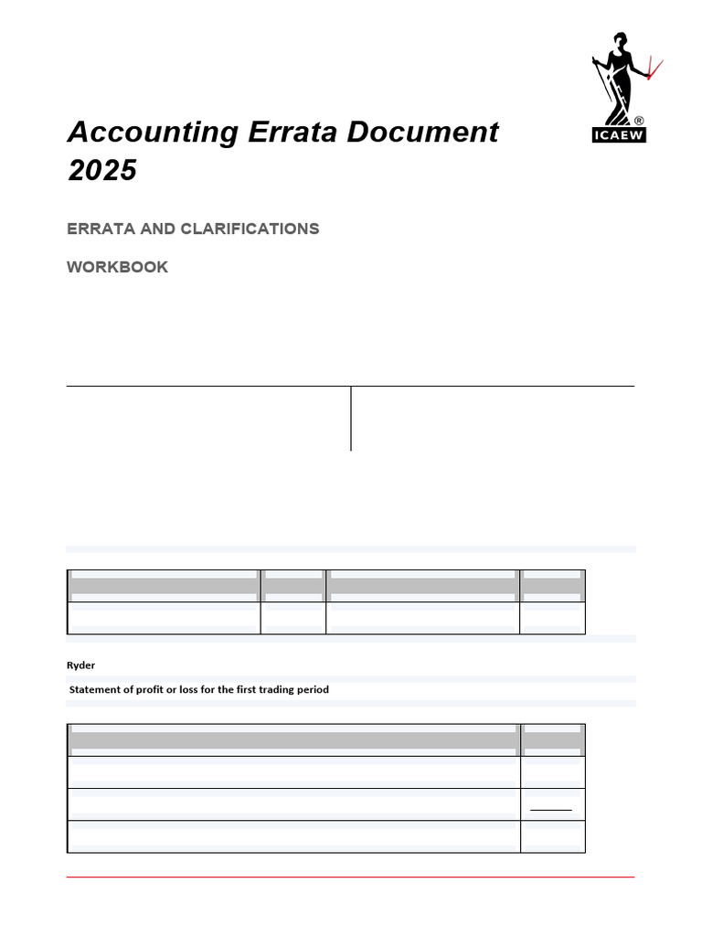 Accounting Errata Document 2025 | PDF | Debits And Credits | Expense