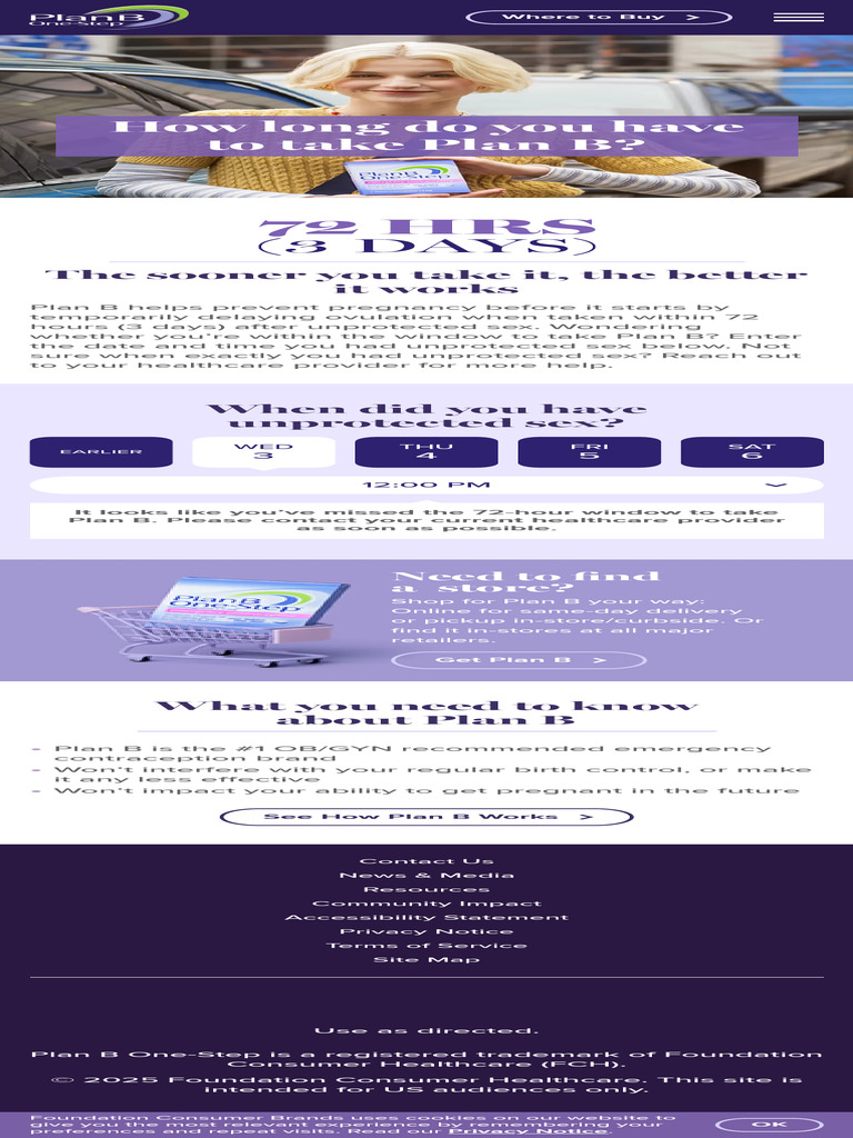 When Can You Take Plan B Plan B One-Step® 2 | PDF