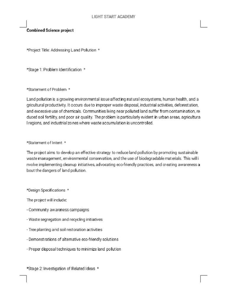 Combined Science Project | PDF