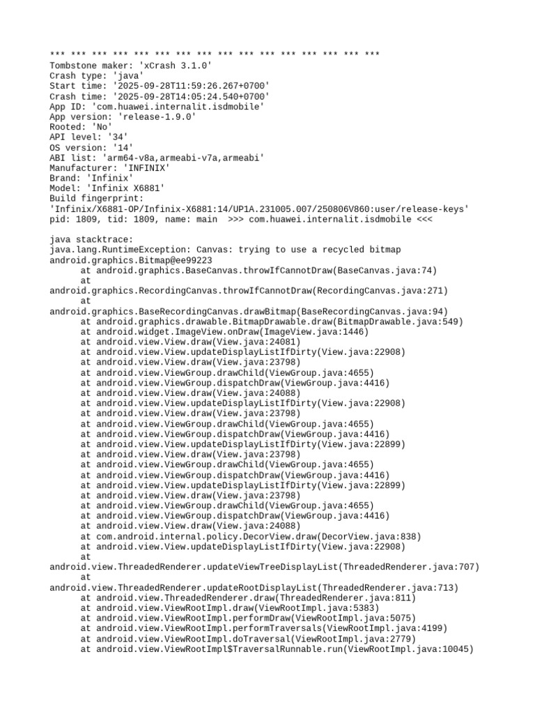 Crash-20250928 14 05 25-Com Huawei Internalit Isdmobile | PDF | Java (Programming Language ...