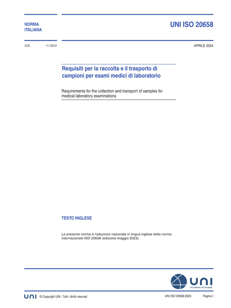 Uni Iso 20658-2024 | PDF | Medical Laboratory | International ...