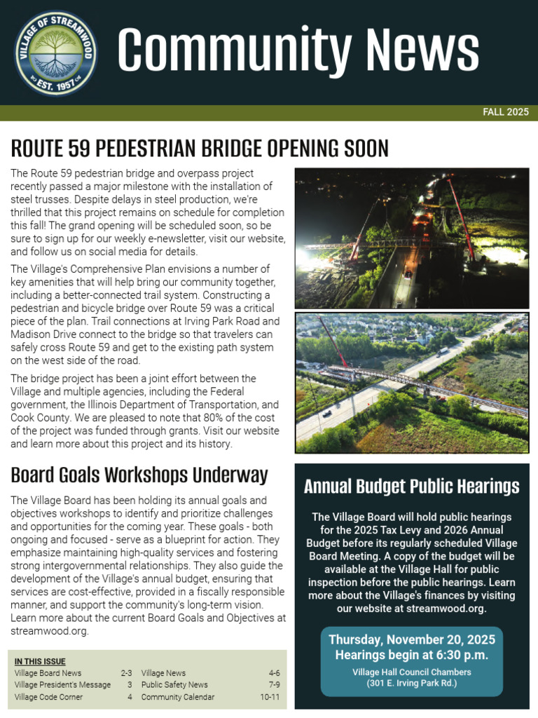 Streamwood Community News, Fall 2025 | PDF